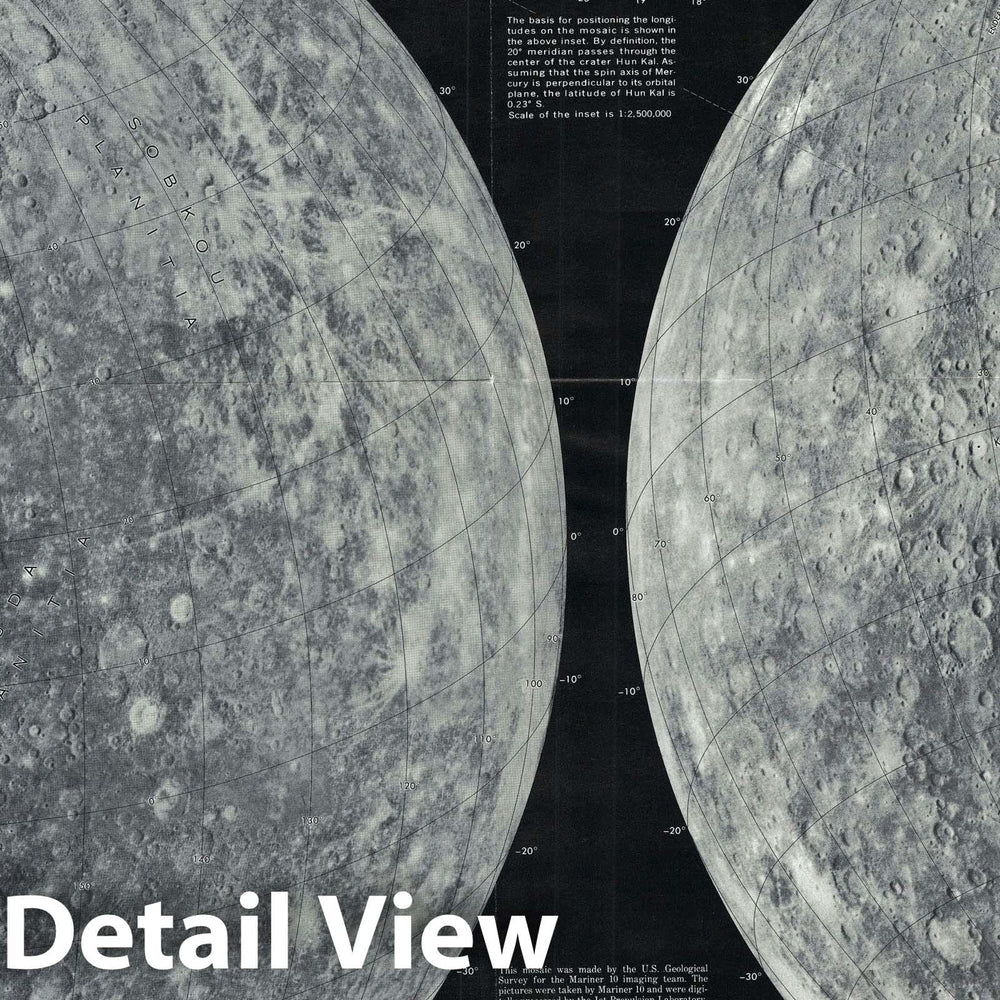 Historic Map : The Planet Mercury, U.S. Geological Survey, 1974, Vinta ...