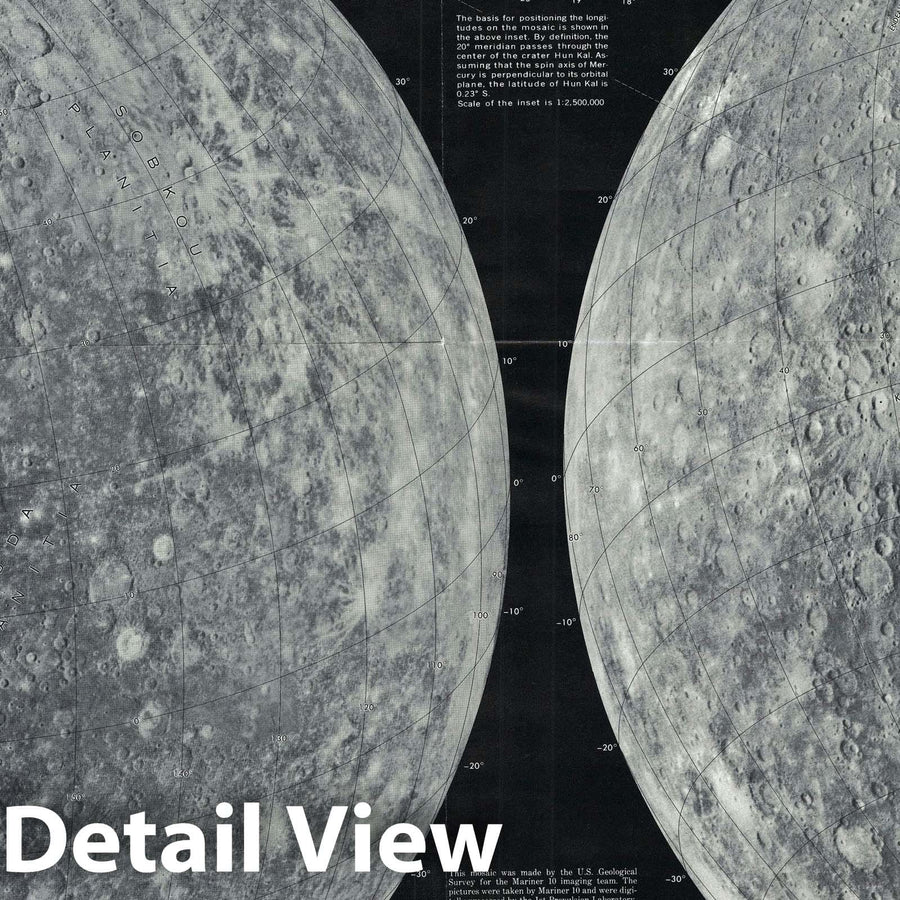 Historic Map : The Planet Mercury, U.S. Geological Survey, 1974, Vinta ...
