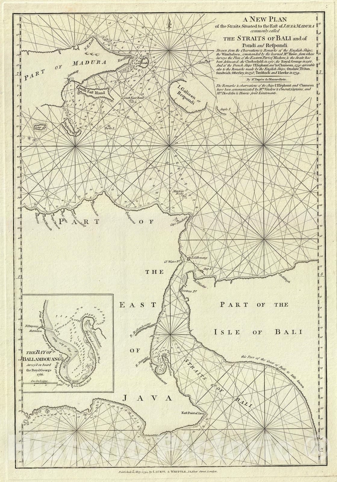 Historic Map : Nautical Chart The Straits of Bali, Indonesia, Laurie a ...