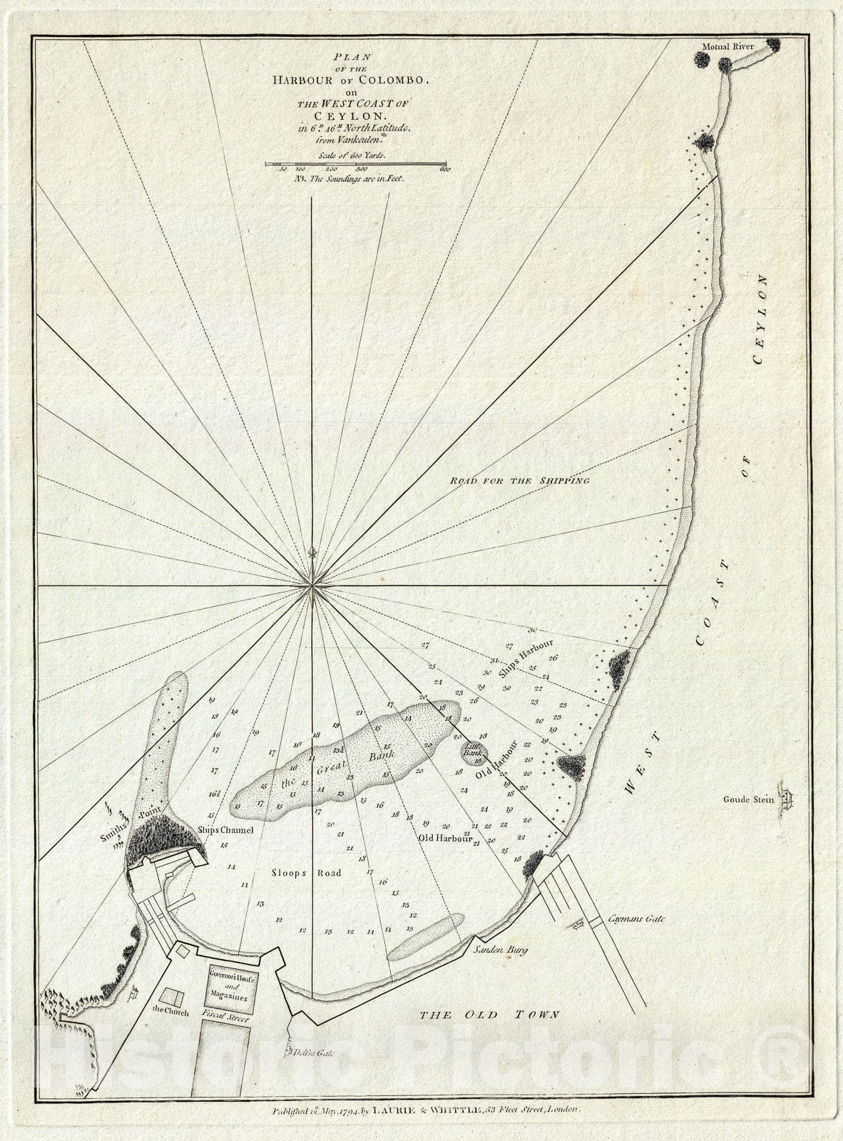 Historic Map : Nautical Chart Colombo Harbor, Sri Lanka "Ceylon", Laur ...