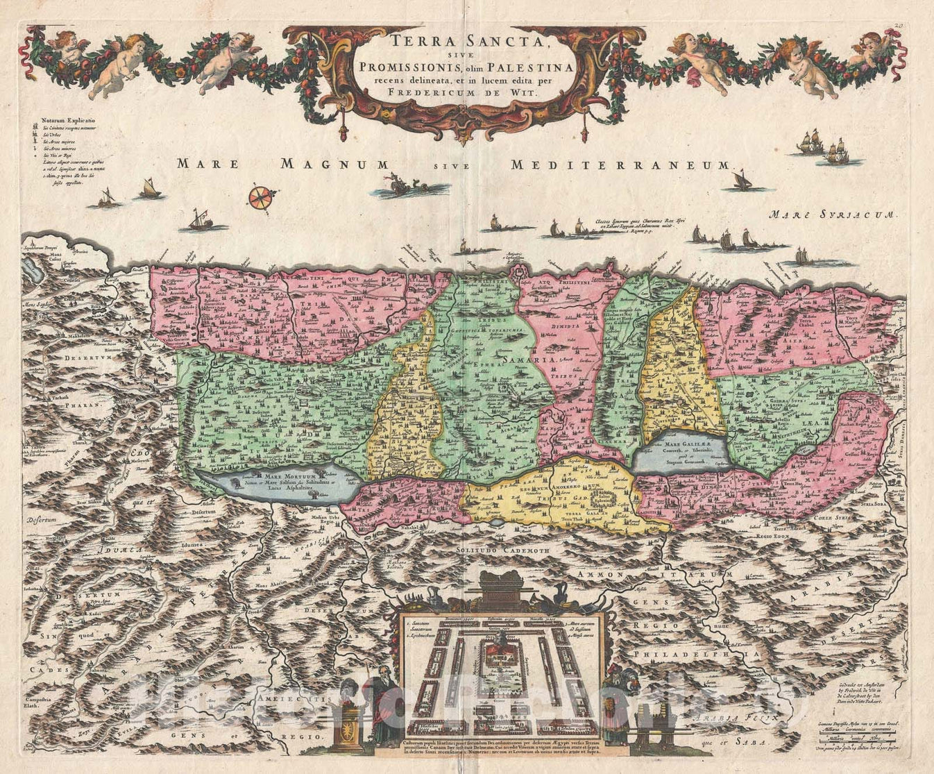 Historic Map : Israel, Palestine, or The Holy Land, De Wit, 1670, Vint ...
