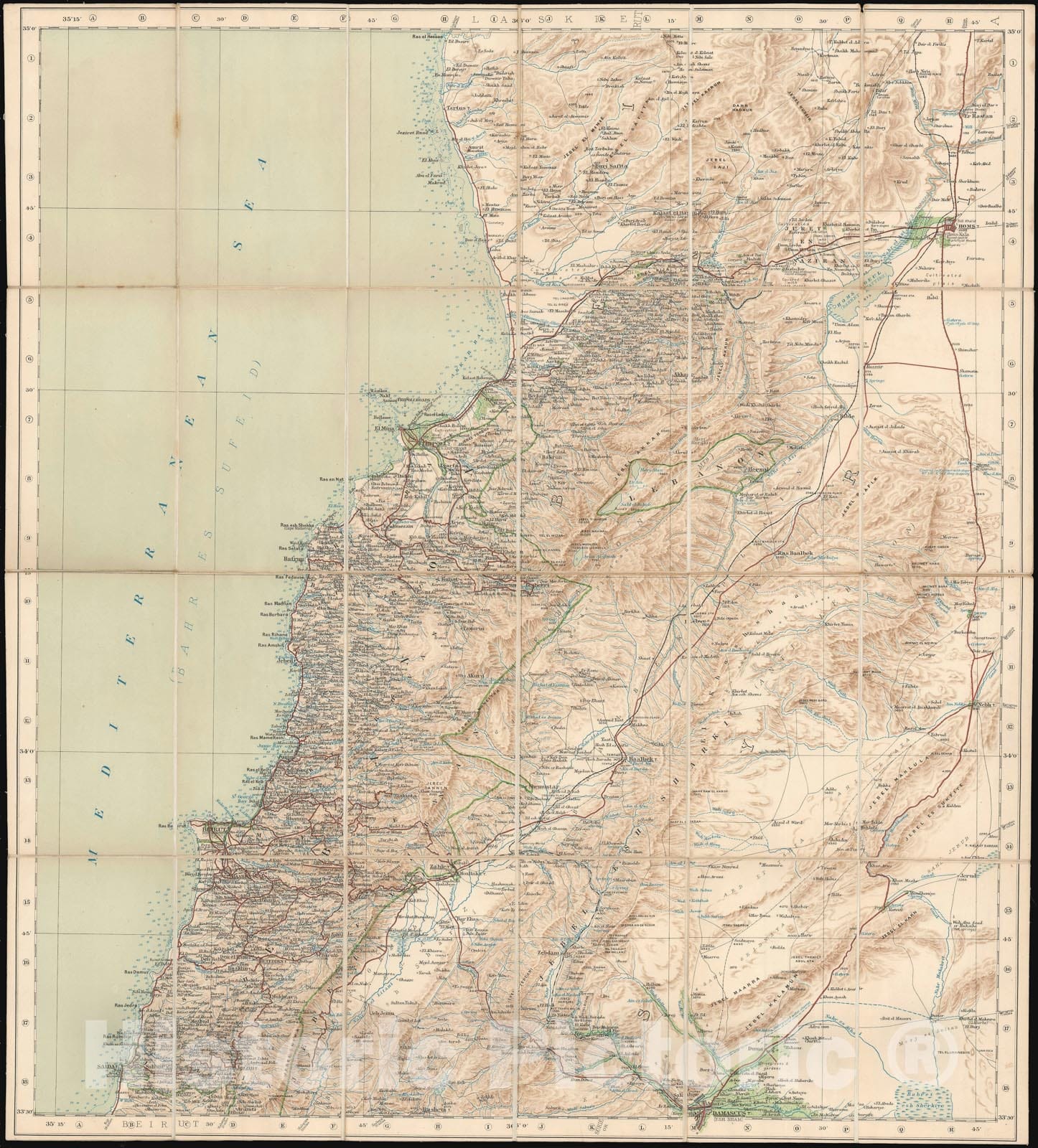 Historic Map : Lebanon and Syria, War Office, 1910, Vintage Wall Art ...