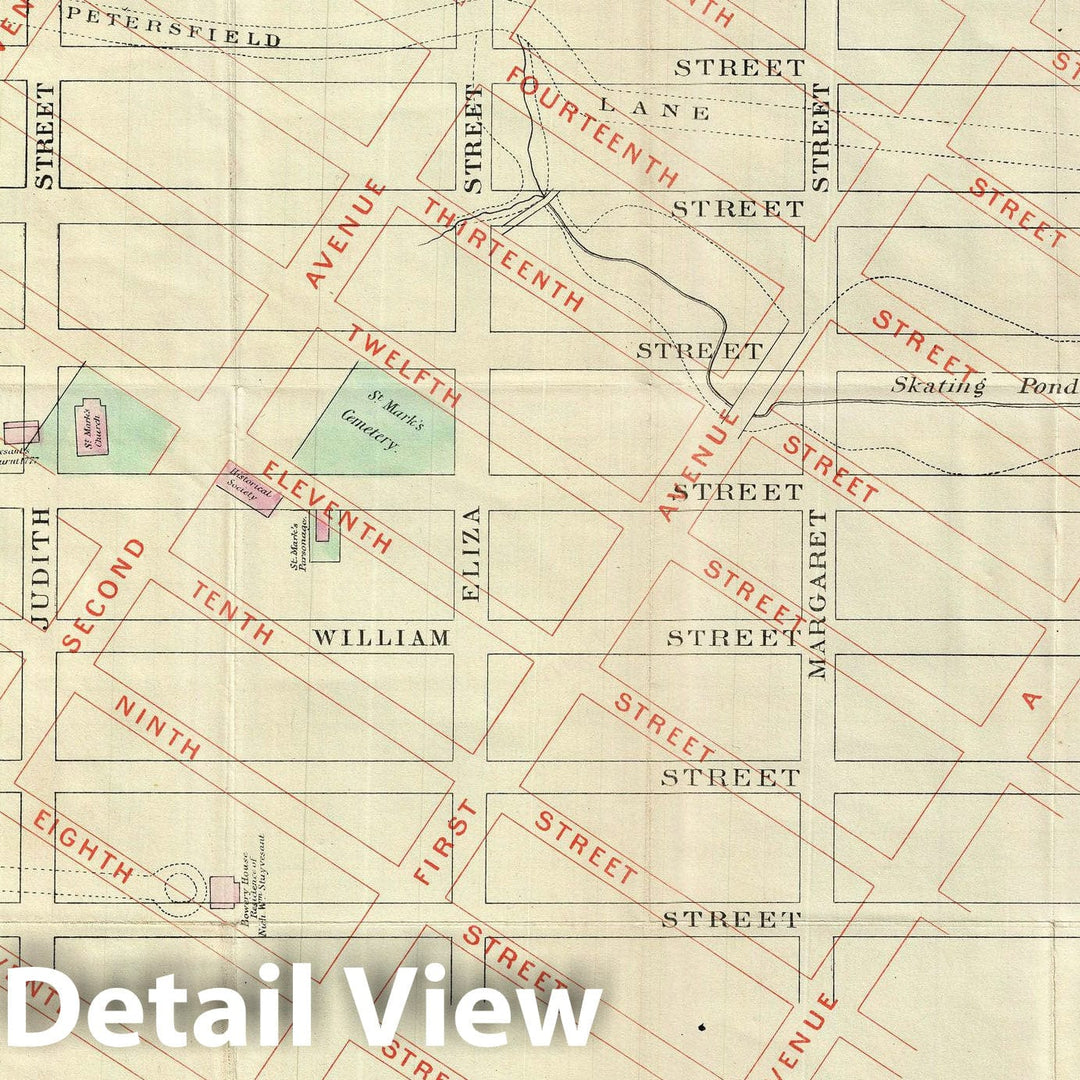 Historic Map : The Bowery in Old New York City, Valentine, 1868, Vinta ...