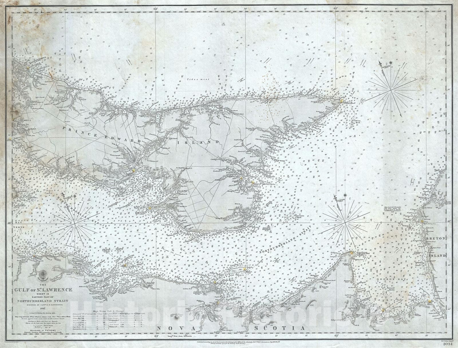 Historic Map : Nautical Chart Prince Edward Island, Canada, 1864, Vint ...