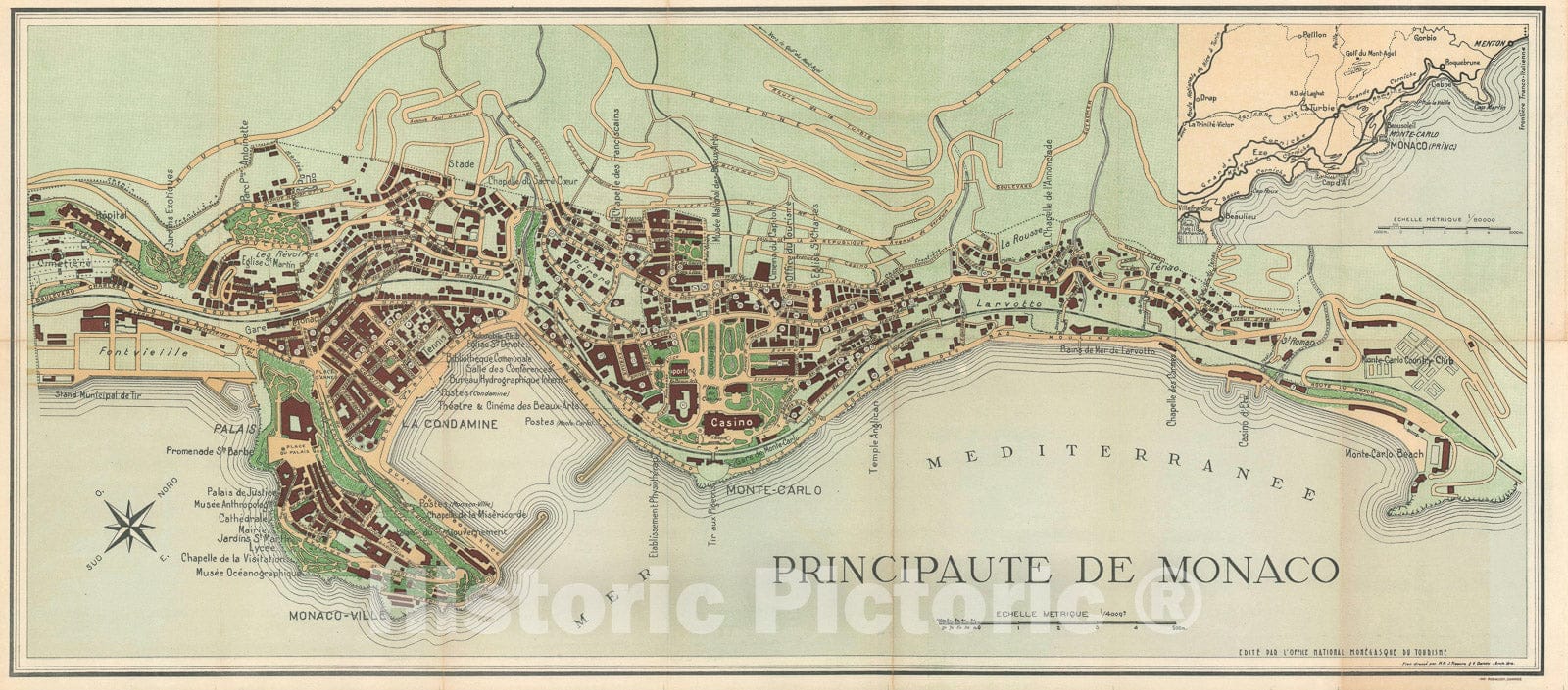 Historic Map : The Principality of Monaco, Fissore and Danoy, 1943, Vi ...