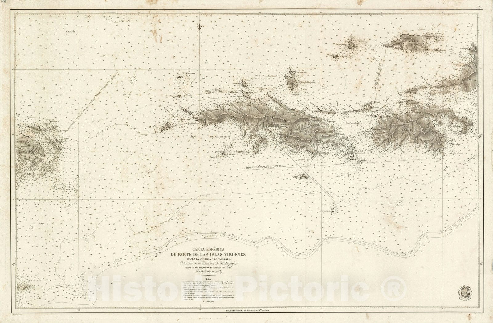 Antique Nautical Chart Virgin Islands