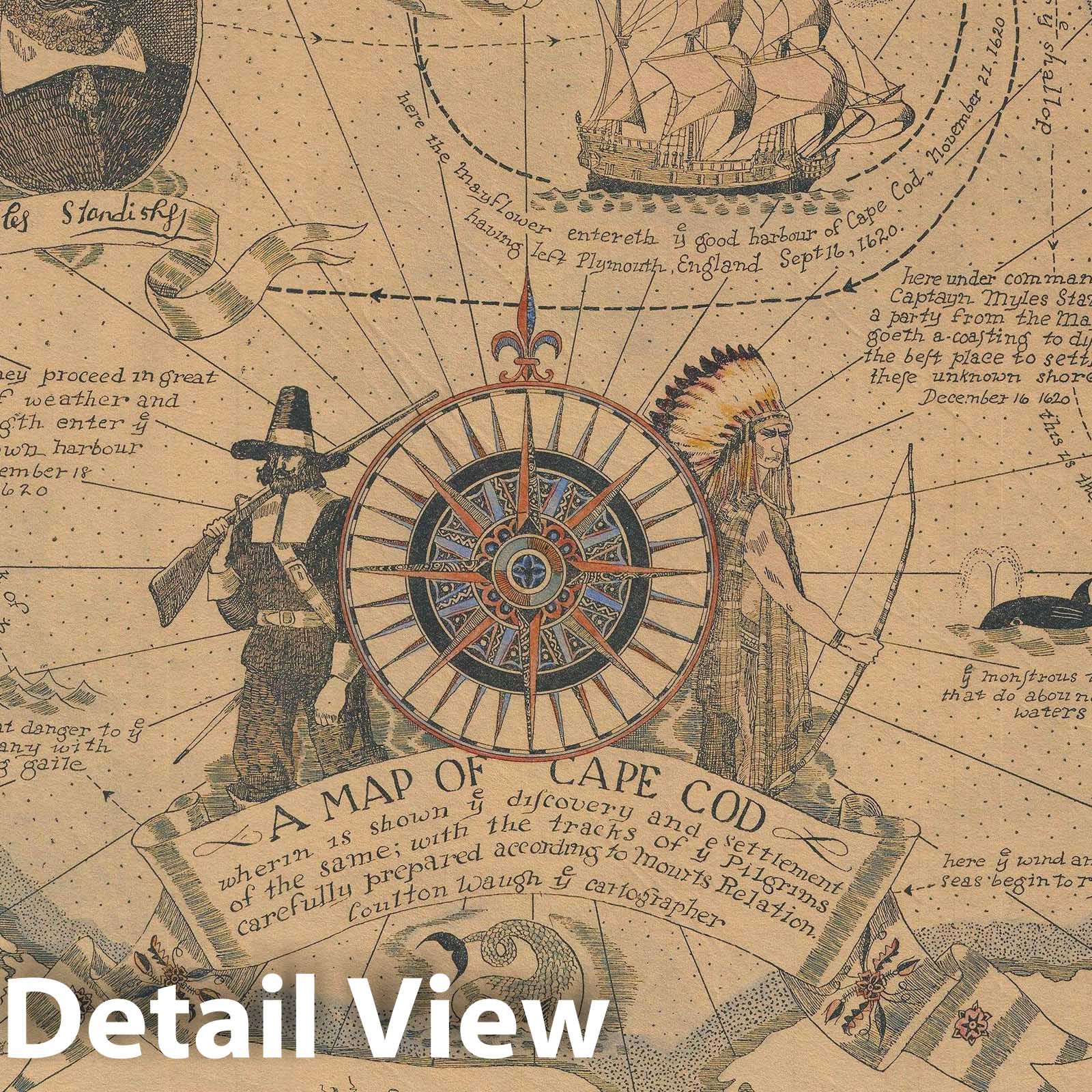 Historic Map : Pictorial Map of Cape Cod, Waugh, 1926, Vintage Wall Ar ...