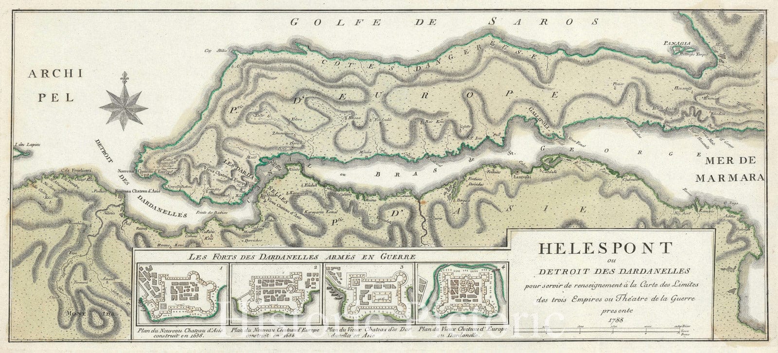 Historic Map : The Dardanelles or The Hellespont, Turkey, Maire, 1788 ...