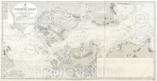 Historic Map : Nautical Chart The Singapore Strait, 1927, Vintage Wall ...