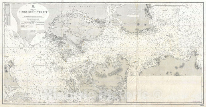 Historic Map : Nautical Chart The Singapore Strait, 1927, Vintage Wall ...