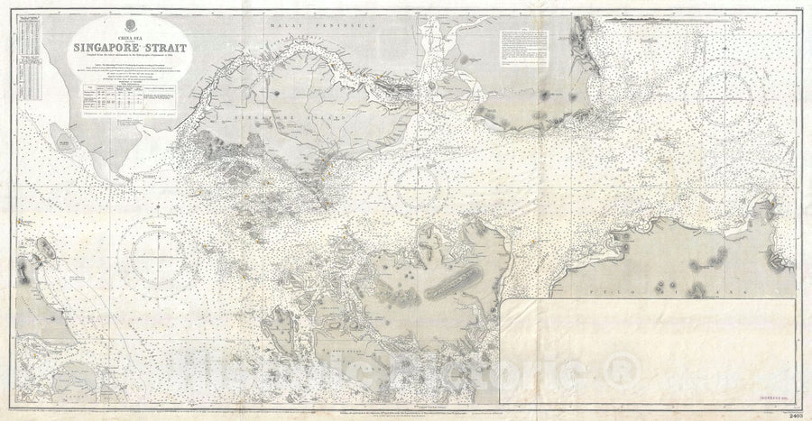 Historic Map : Nautical Chart The Singapore Strait, 1927, Vintage Wall ...