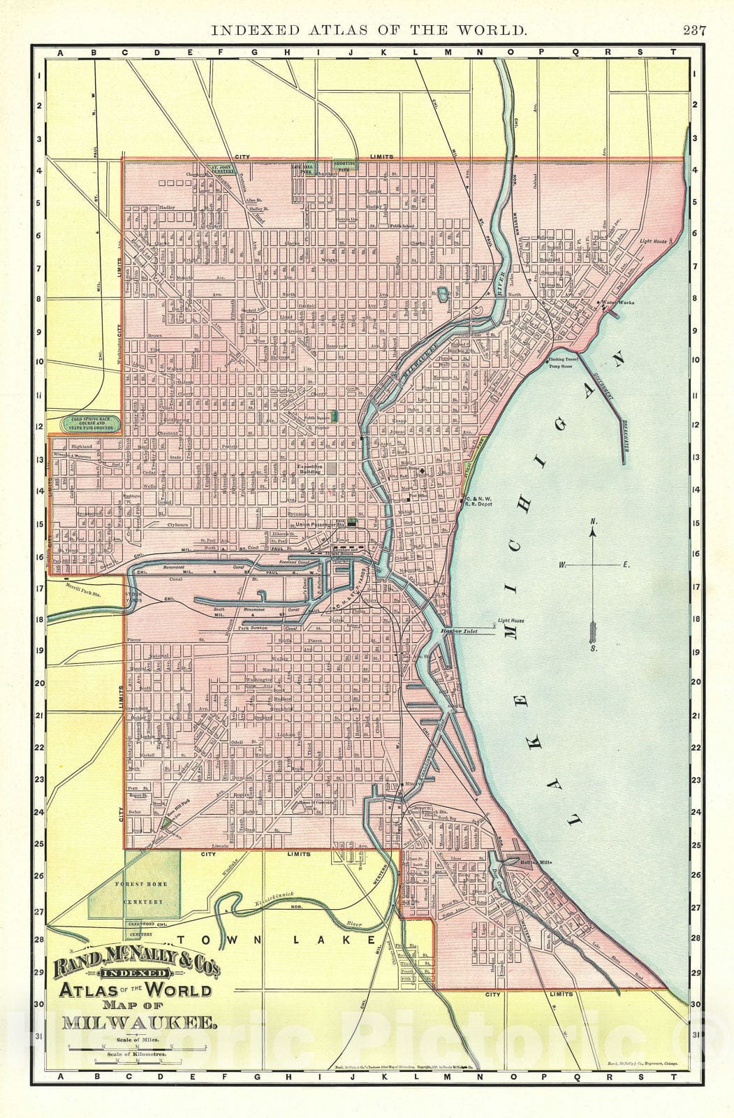 Historic Map : Plan of Milwaukee, Wisconsin, Rand McNally, 1892, Vinta ...