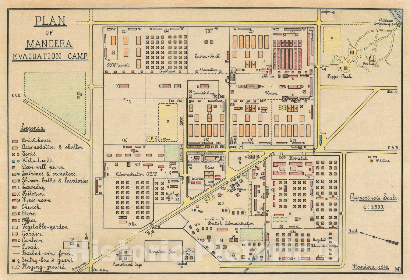 Historic Map : WWII Mandera Evacuation Camp for Italian POWs, Manuscri ...