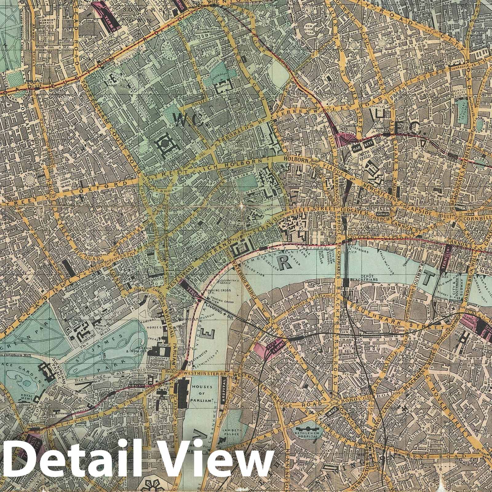 Historic Map : London, England, Reynolds, 1891, Vintage Wall Art ...