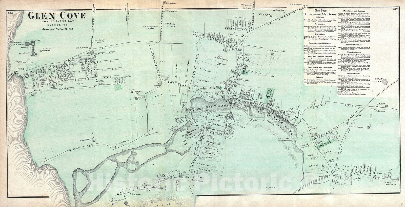 Historic Map : Glen Cove, Queens, New York City, Beers, 1873, Vintage ...