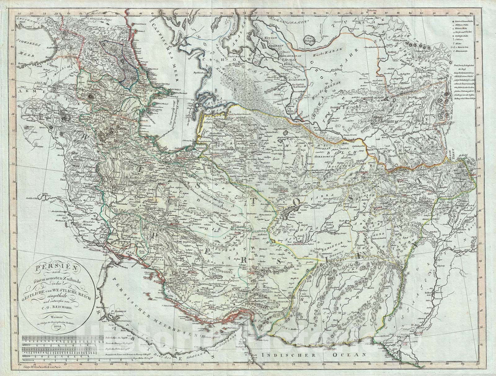 Historic Map : Persia "Iran, Iraq, Afghanistan", Reichard, 1804, Vinta ...