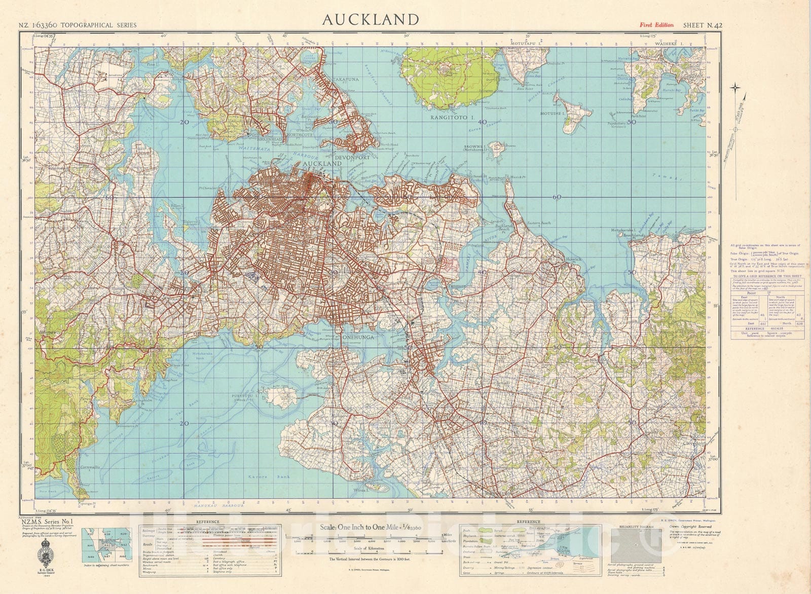Historic Map : New Zealand Lands and Survey Department Map of Auckland ...