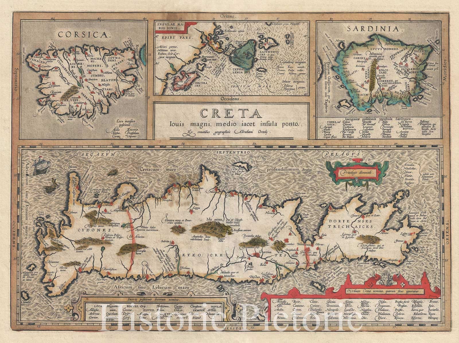 Historic Map : Crete "Candia" and 10 Greek Islands, Ortelius, 1584, Vi ...