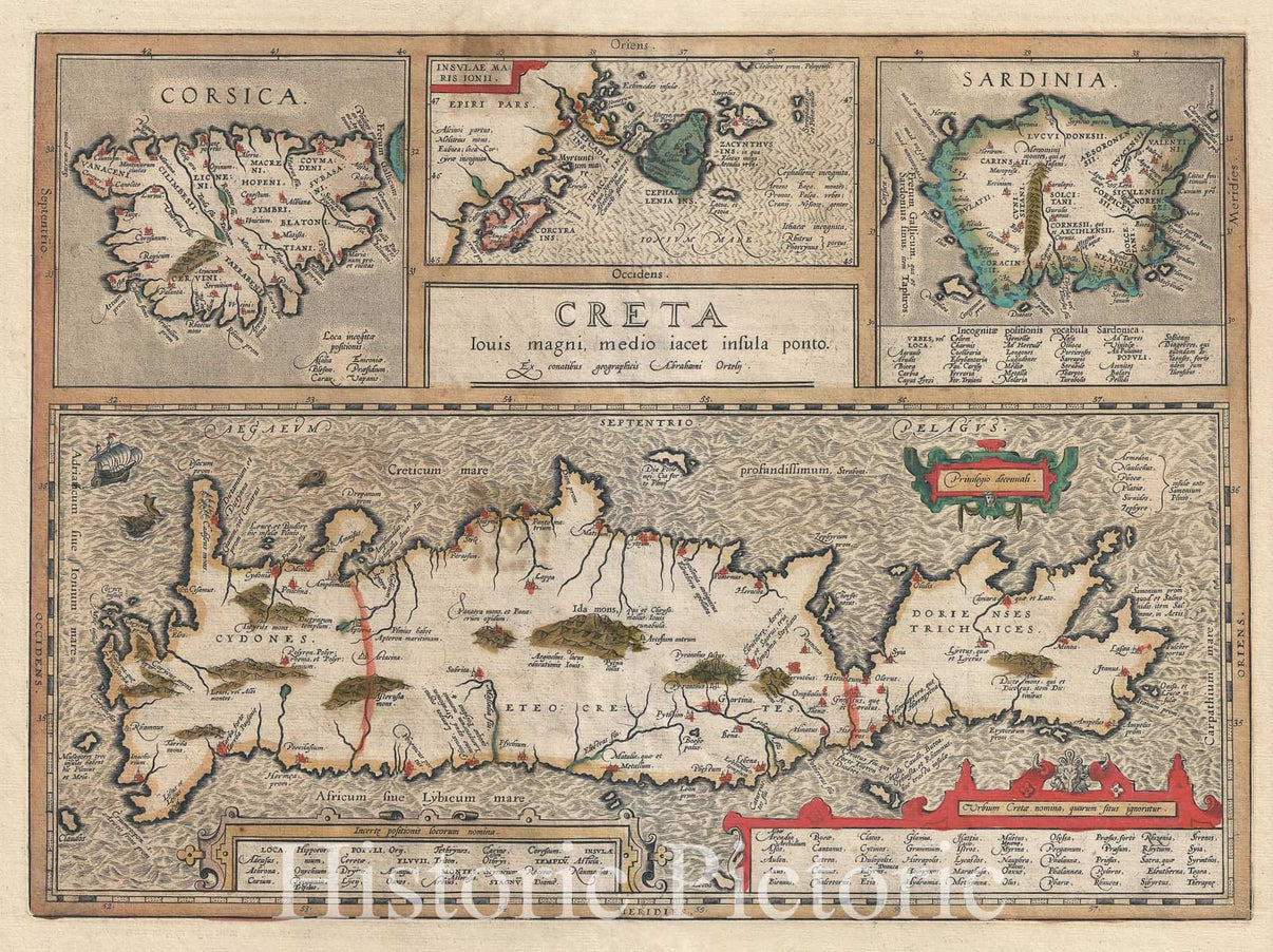 Historic Map : Crete "Candia" and 10 Greek Islands, Ortelius, 1584, Vi ...
