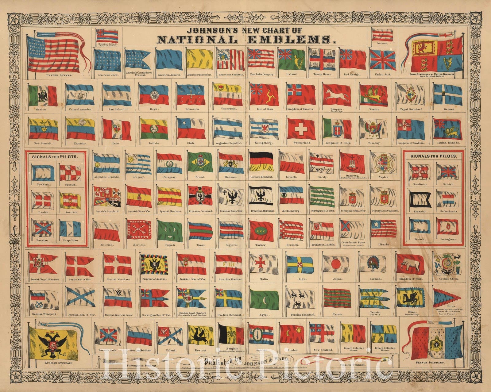 Historic Map : Johnson's New Chart of National Emblems, 1863, Benjamin ...