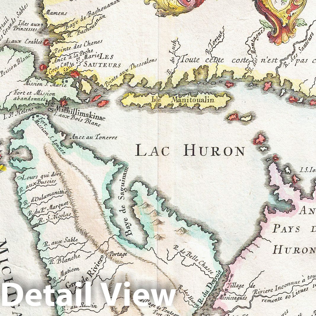 Historic Map : ge 1755 Bellin Map of The Great Lakes, Vint, Vintage Wa – Historic Pictoric