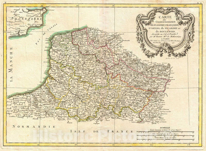 Historic Map : Bonne Map of Picardy, Artois and French Flanders, Franc ...