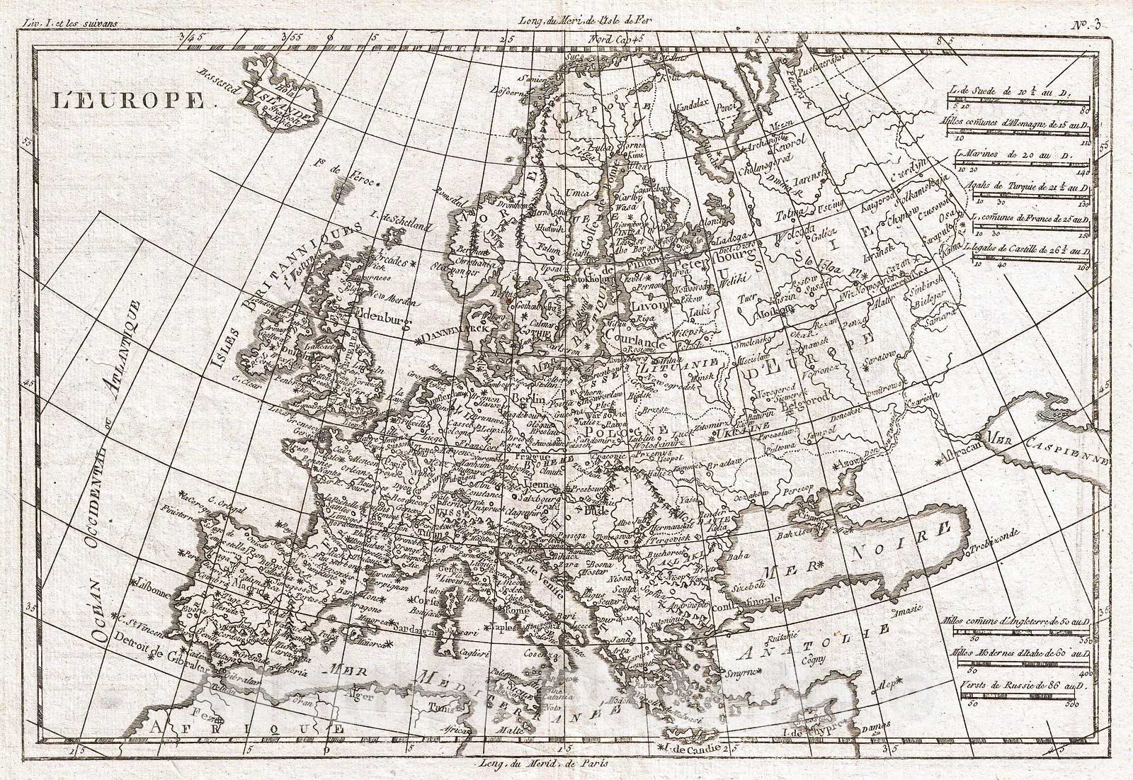 Historic Map : Raynal and Bonne Map of Europe, 1780, Vintage Wall Art ...