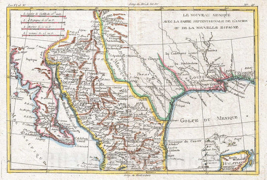 Historic Map : Raynal and Bonne Map of Mexico and Texas, 1780, Vintage ...
