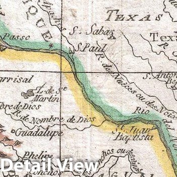 Historic Map : Raynal and Bonne Map of Mexico and Texas, 1780, Vintage ...