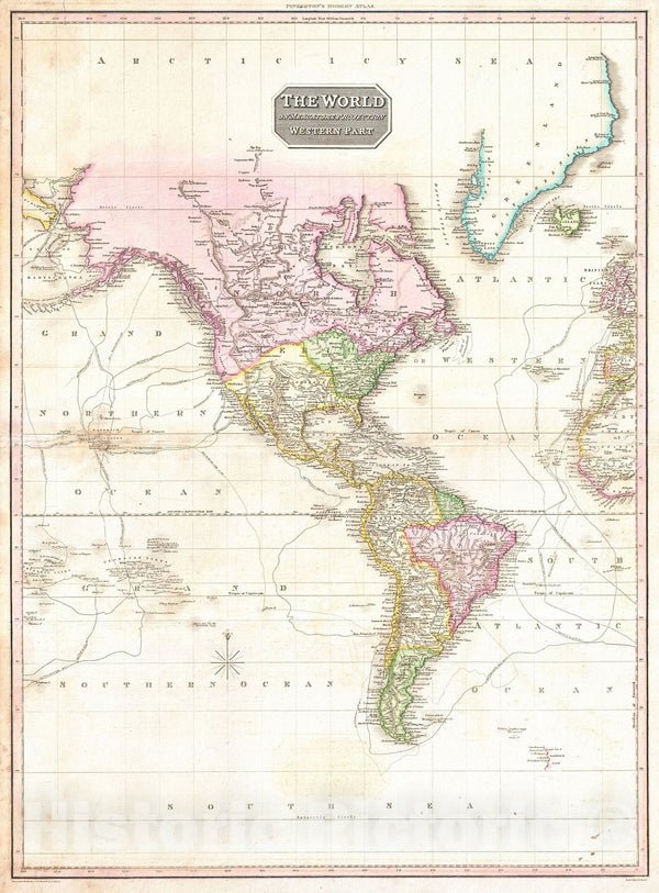 Historic Map : Pinkerton Map of North America and South America , 1818 ...