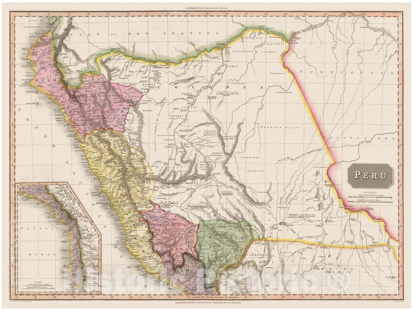 Historic Map : Pinkerton Map of Peru, 1818, Vintage Wall Art – Historic ...