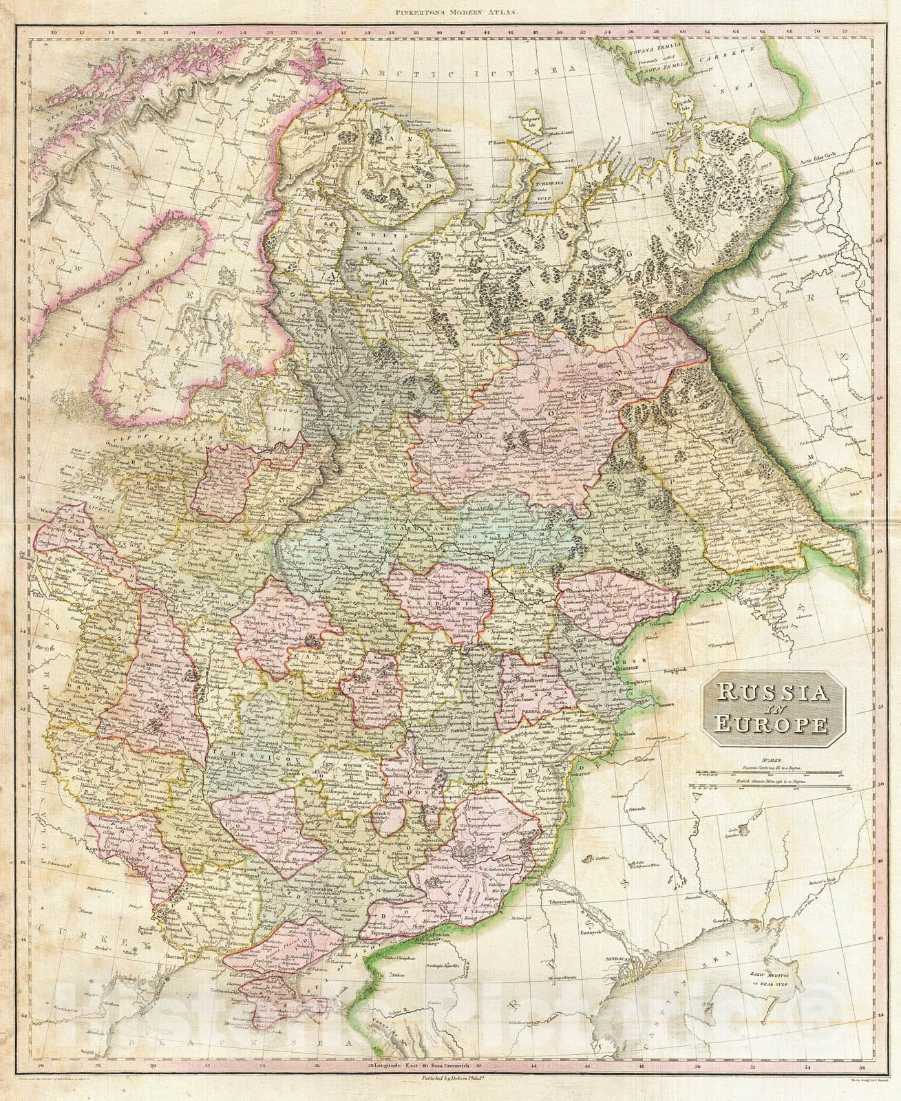 Historic Map : Pinkerton Map of Russia in Europe, 1818, Vintage Wall A ...