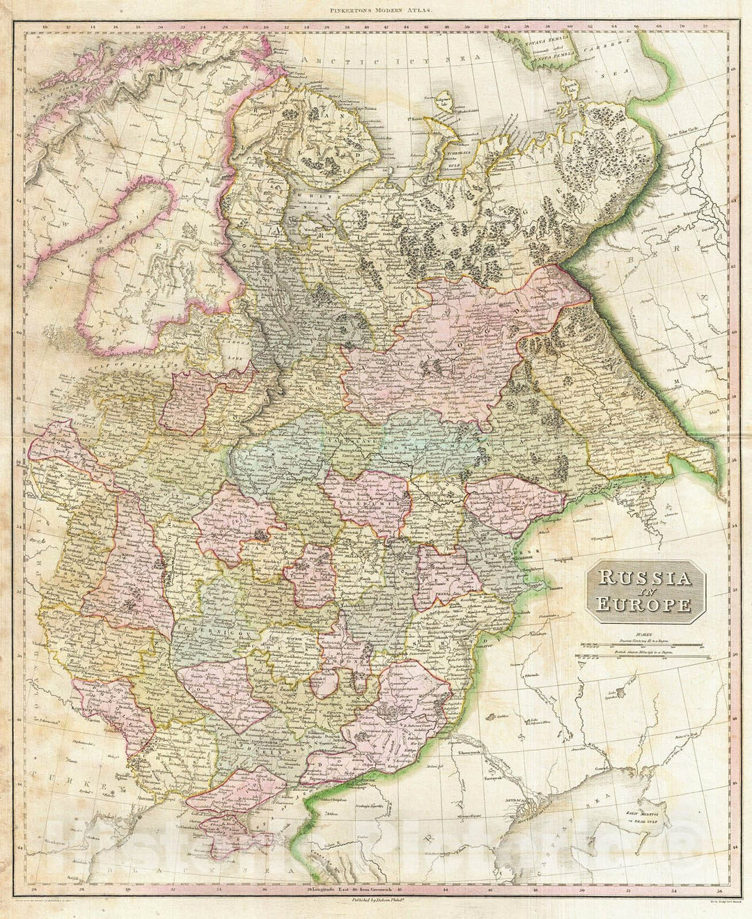Historic Map : Pinkerton Map of Russia in Europe, 1818, Vintage Wall A ...