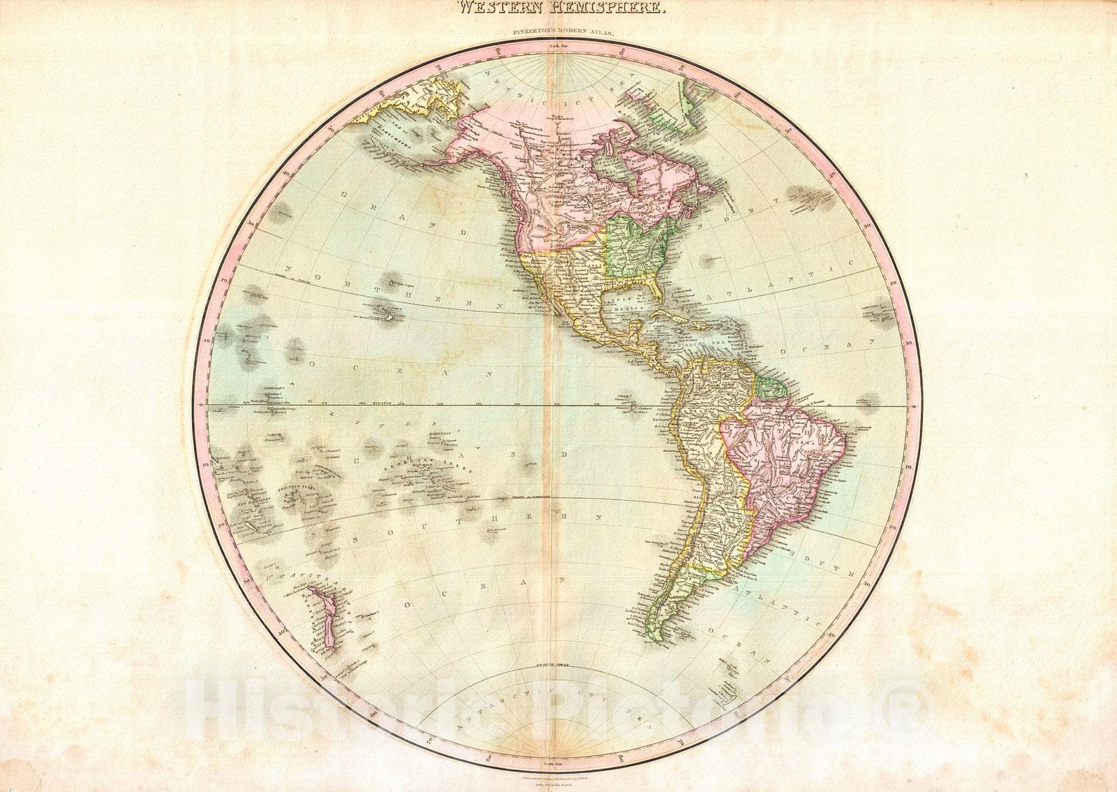 Historic Map : Pinkerton Map of The Western Hemisphere (North America ...