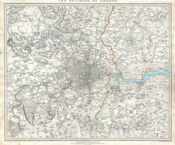 Historic Map : S.D.U.K. Map of London and Environs, England , 1832, Vi ...