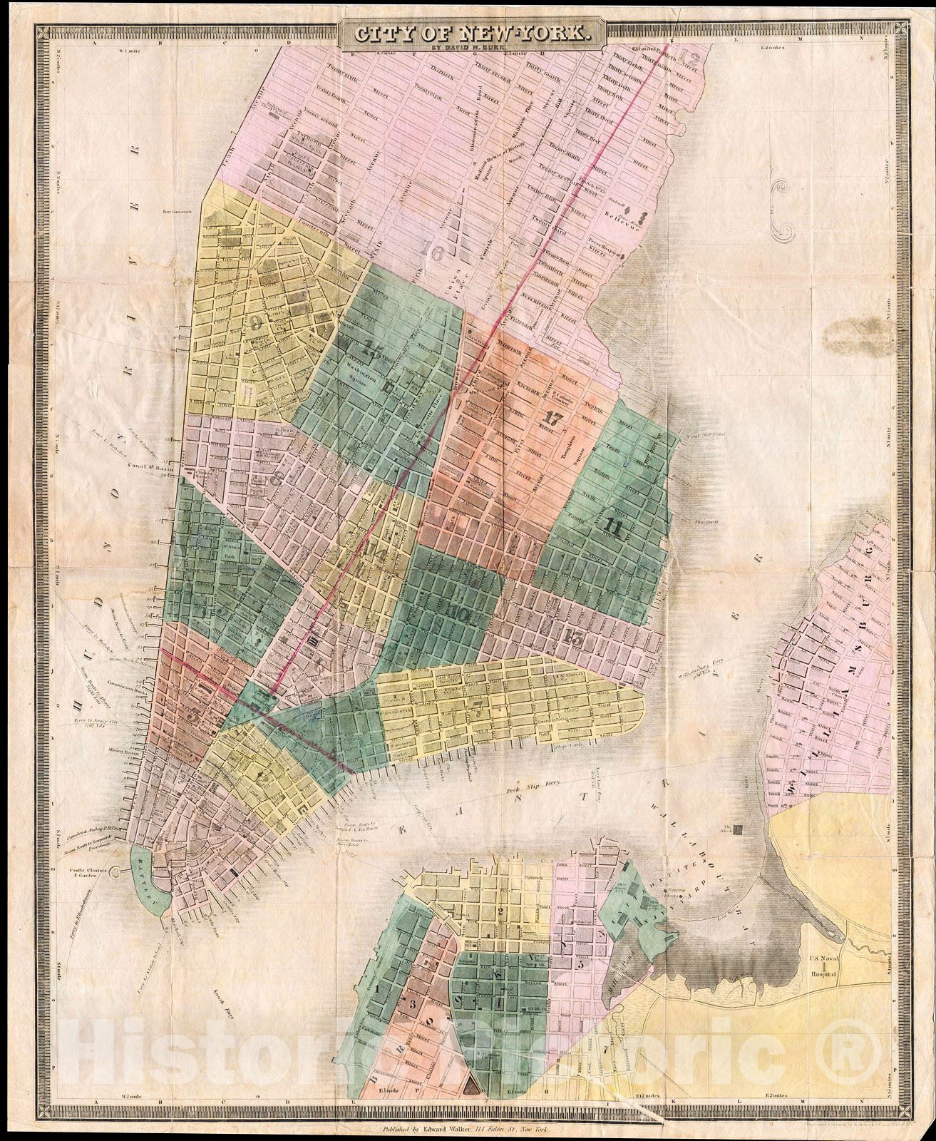 Historic Map : David Burr Map of New York City, 1835, Vintage Wall Art ...