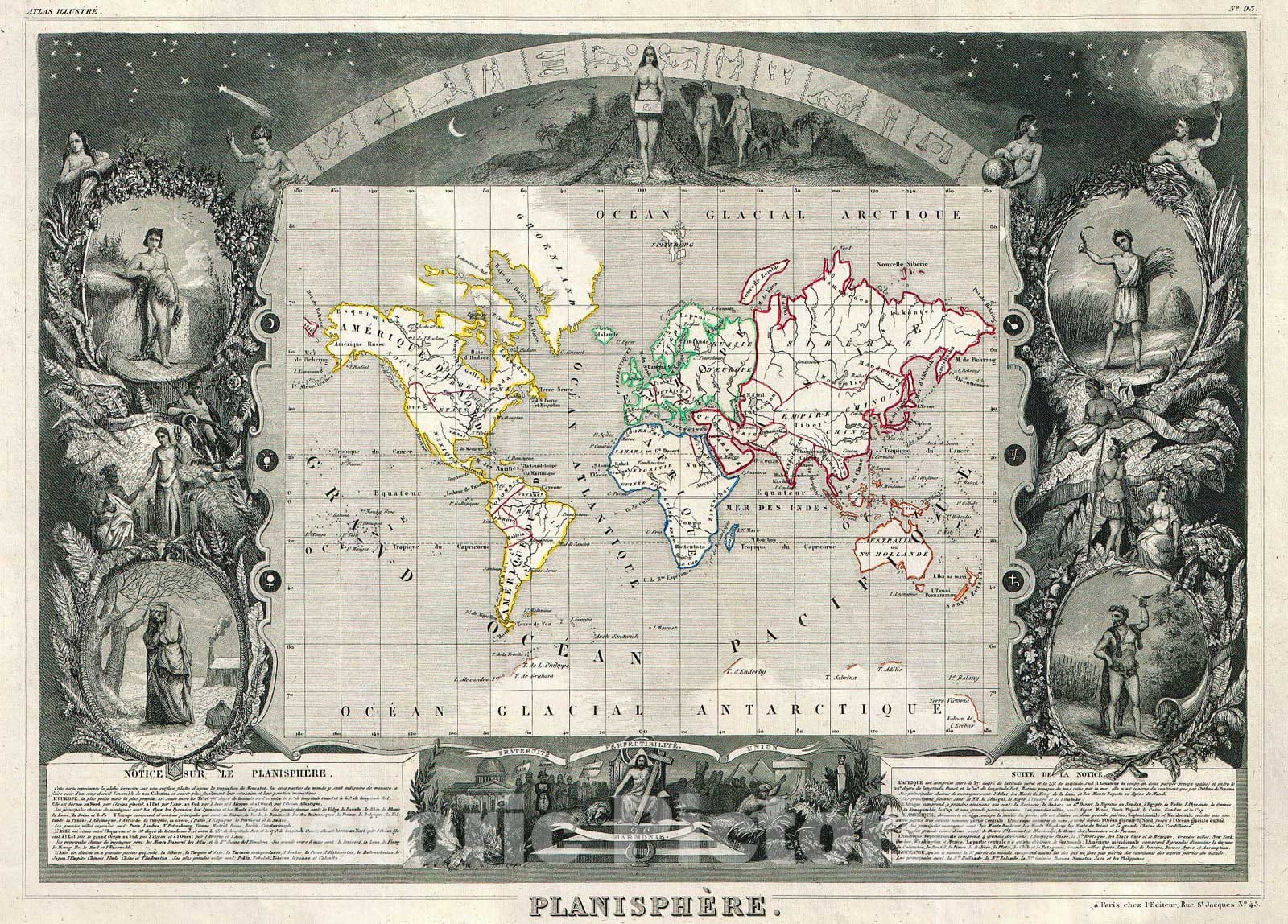 Historic Map : Levasseur Map of The World, 1847, Vintage Wall Art ...
