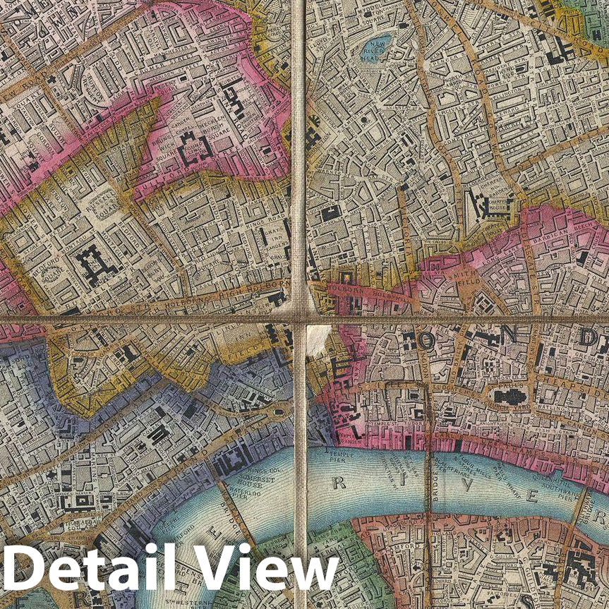 Historic Map : Davies Case Map or Pocket Map of London, England, 1852 ...