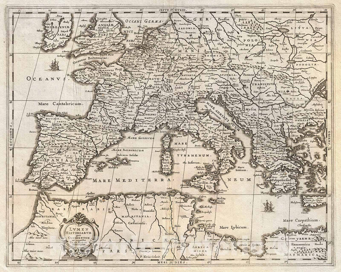 Historic Map : Jansson Map of Europe in Antiquity , 1852, Vintage Wall ...