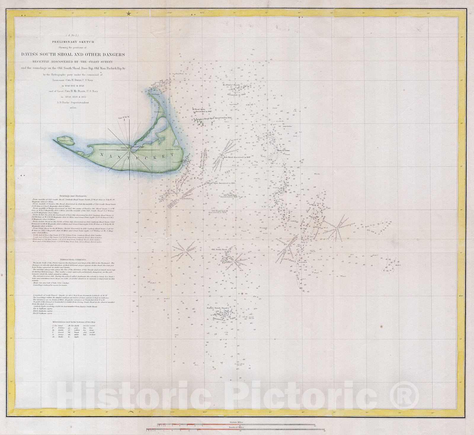 Historic Map : U.S.C.S. Map or Chart of Nantucket, Massachusetts , 185 ...
