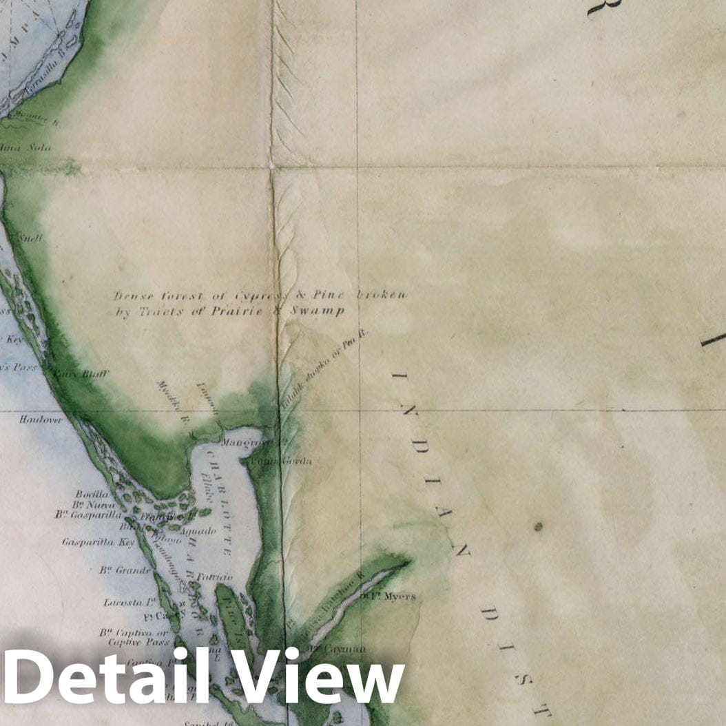 Historic Map : U.S.C.S. Map or Chart of Florida, 1853, Vintage Wall Ar ...