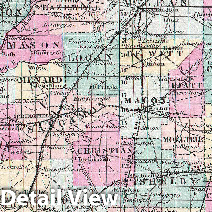 Historic Map : Colton Map of Illinois , 1855, Vintage Wall Art ...