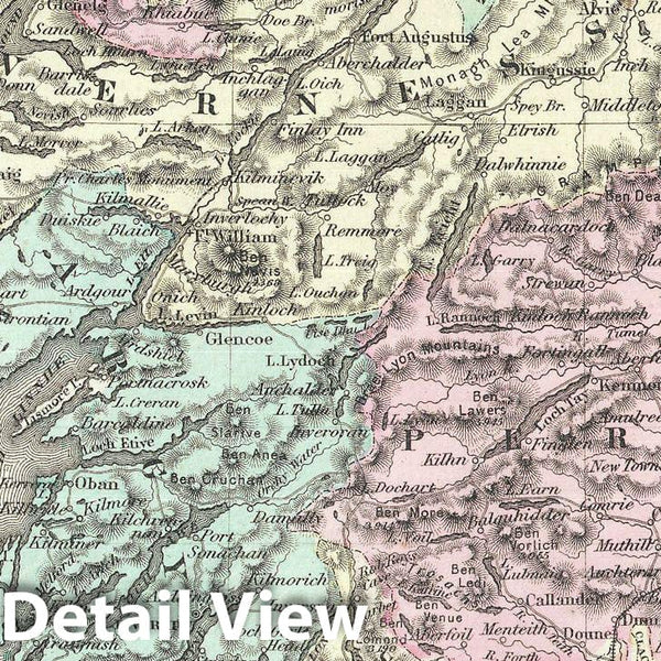 Historic Map : Colton Map of Scotland , 1855, Vintage Wall Art ...