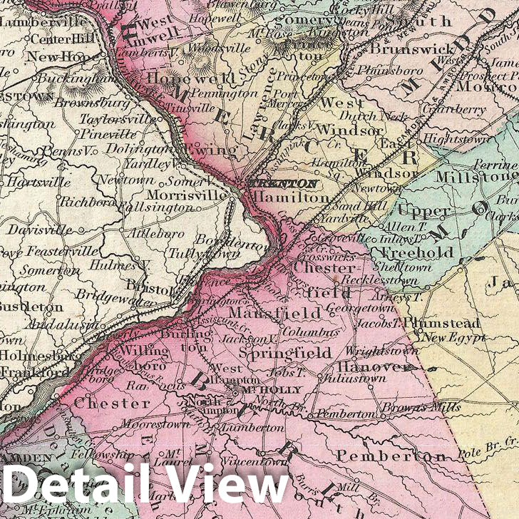 Historic Map : Colton Map of New Jersey, Version 3, 1857, Vintage Wall ...