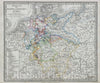 Historic Map : Stieler Map of Northern Germany , 1862, Vintage Wall Ar ...