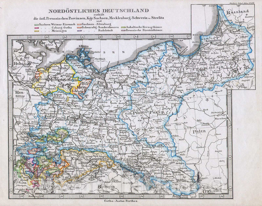 Historic Map : Stieler Map of Prussia and Northeastern Germany, 1862 ...