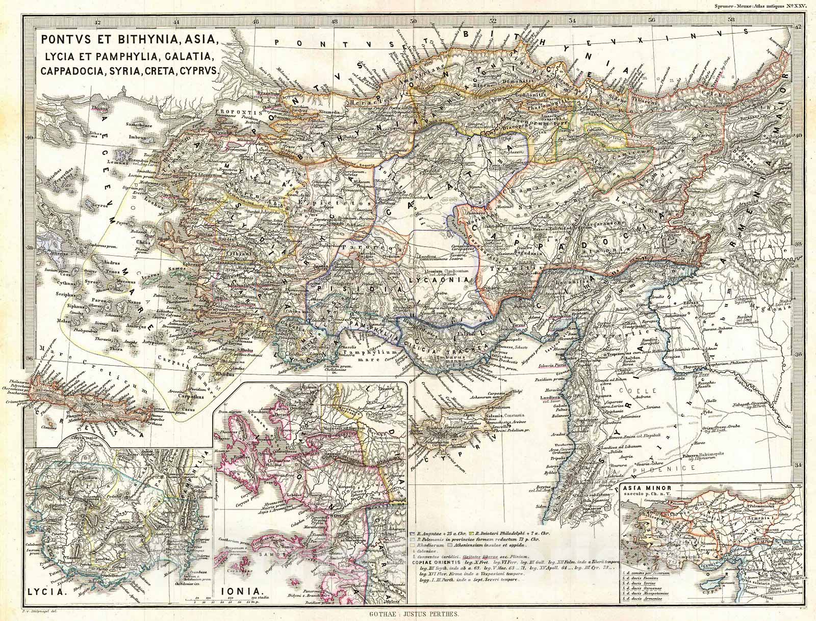 Historic Map : Spruner Map of Asia Minor (Turkey) in Antiquity, 1865 ...
