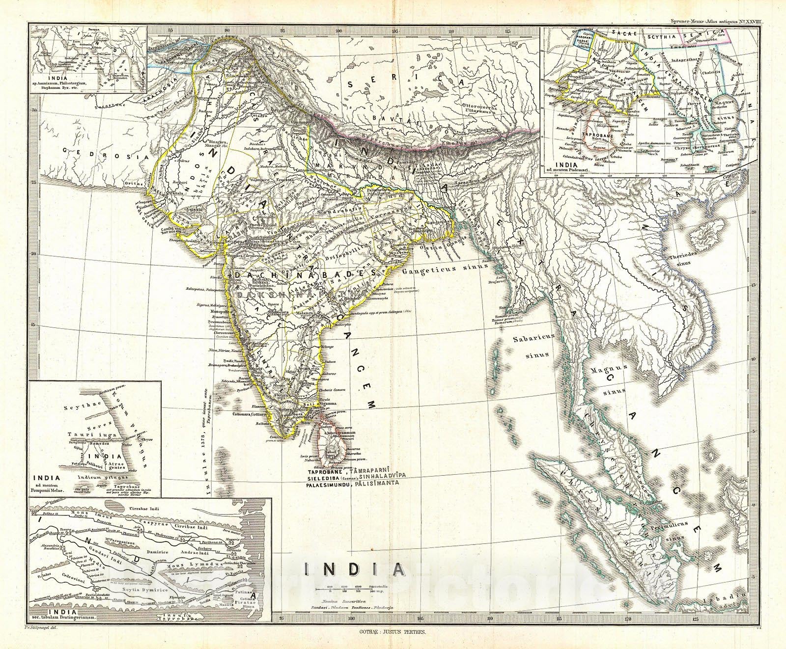 Historic Map : Spruner Map of India and Southeast Asia , 1865, Vintage ...