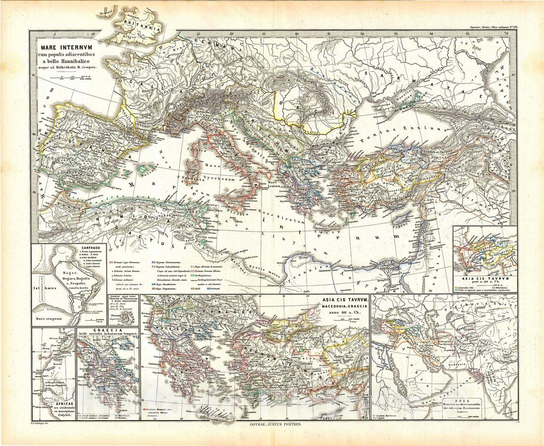 Historic Map : Spruner Map of The Mediterranean from The Punic Wars to ...