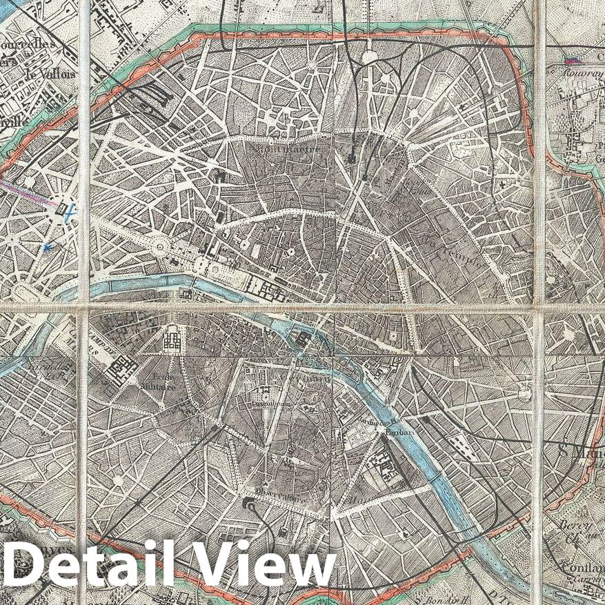 Historic Map : Clerot Pocket Map of Paris and Environs, France, 1880 ...
